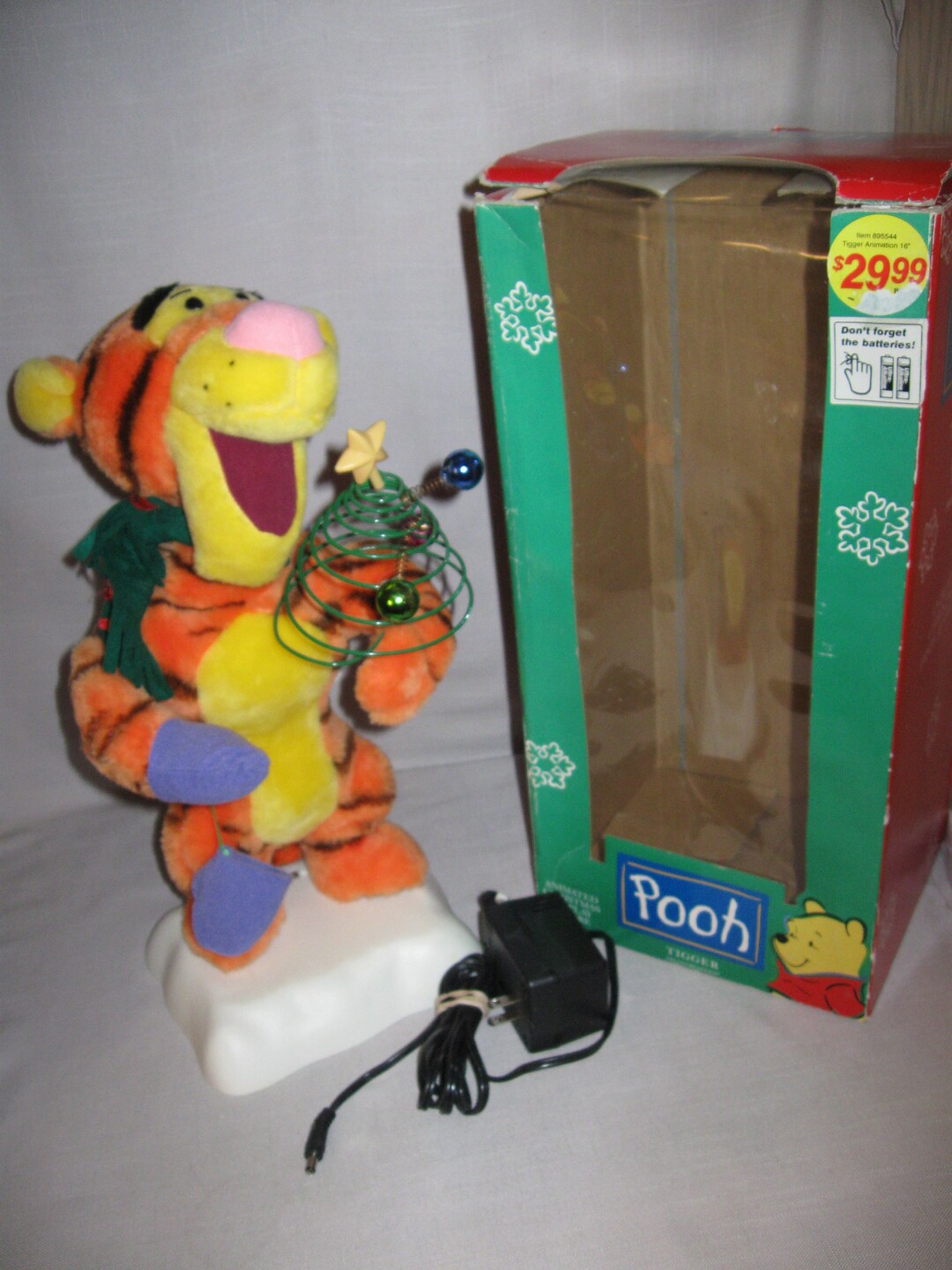 Figurine Tiger Doll Tigger Green Scarf Holding Metal Tree Adaptor ...