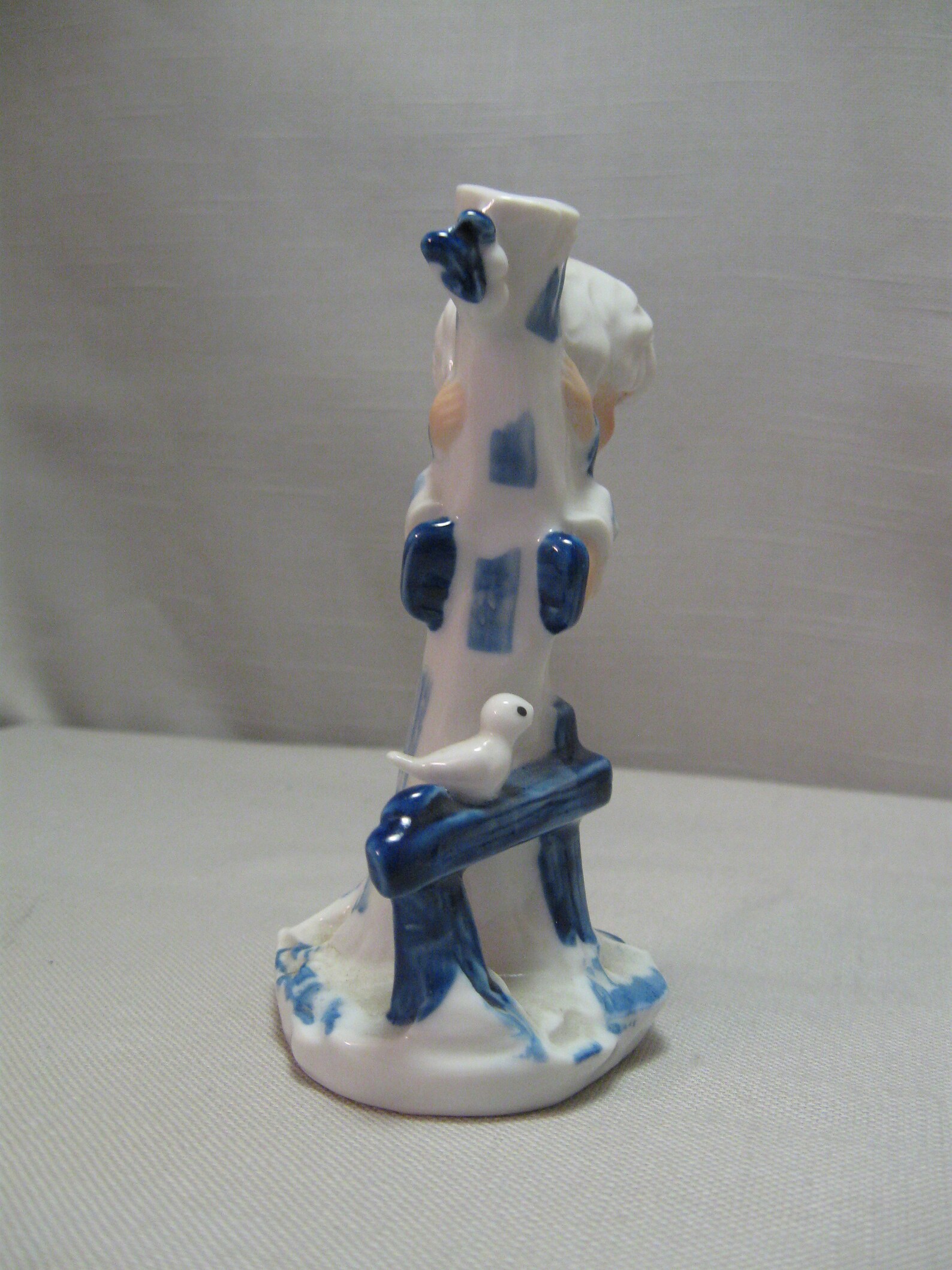 Figurine Set Porcelain Bud Vase Boy on Tree Puppy Pulling His Pants ...