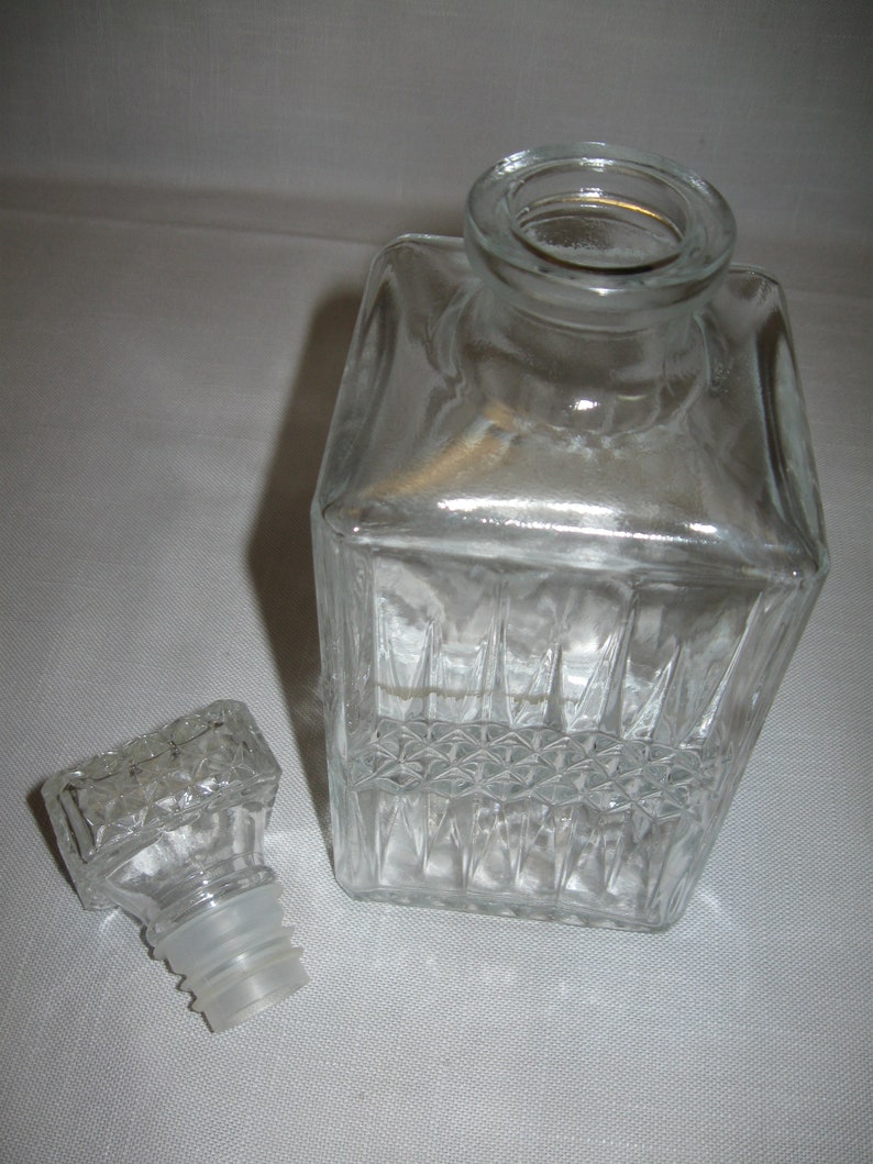 Bar Ware Crystal Clear Decanter Diamond & Lines With Stopper - Etsy