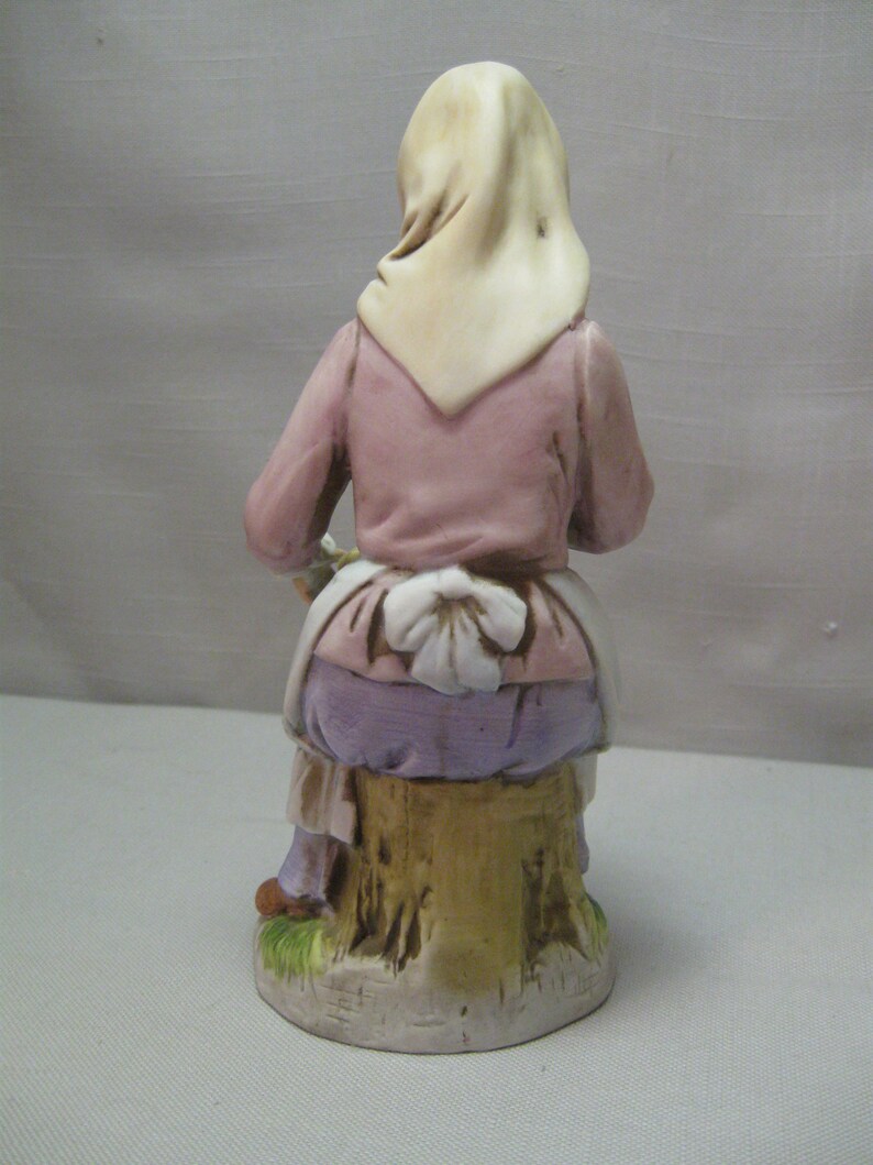 Figurine Bisque Porcelain Farm Woman Sitting With Basket of - Etsy