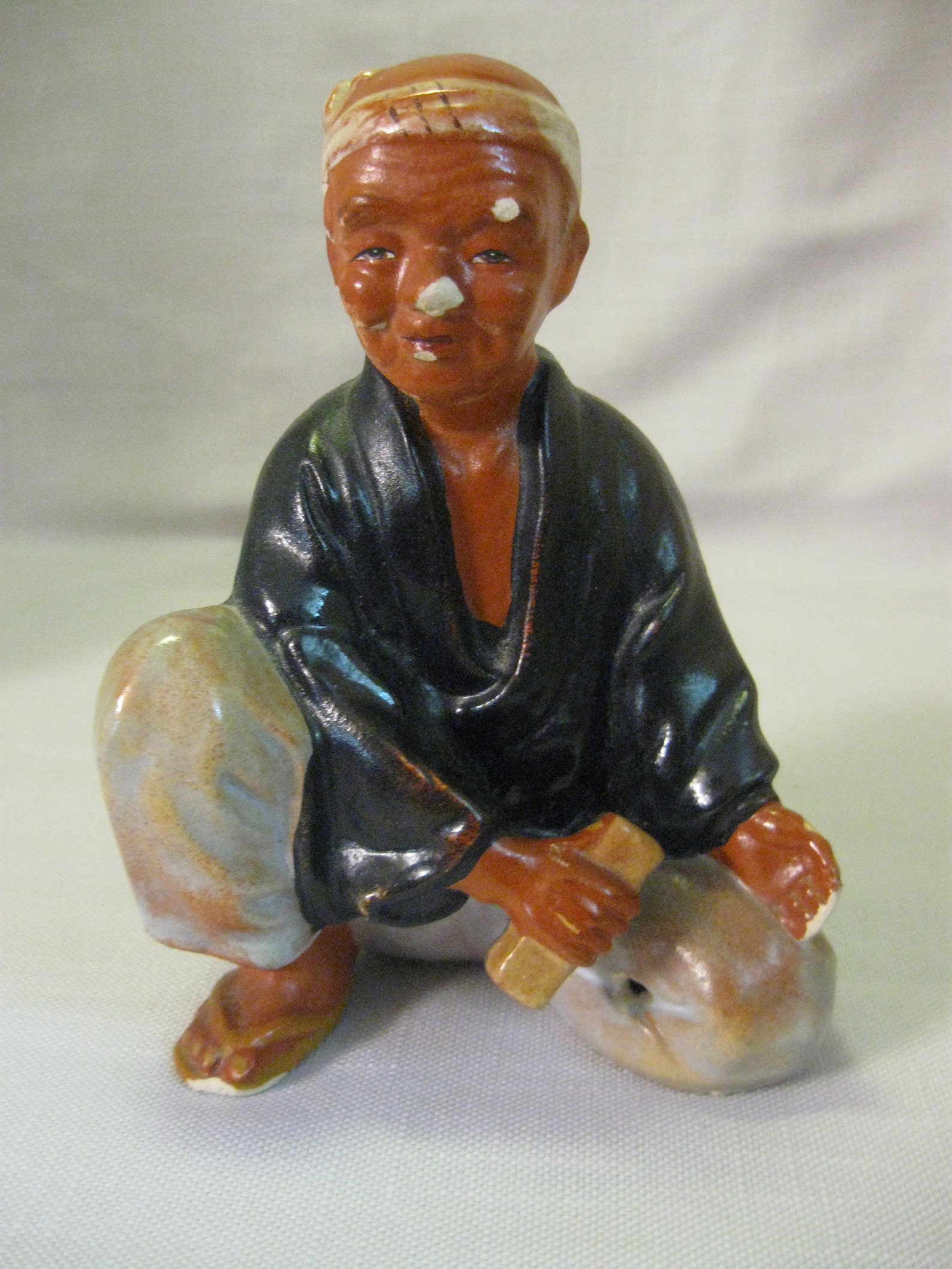 Oriental Asian Figurines Plaster Chalk Qty 2 A Fairyland Import Hand ...