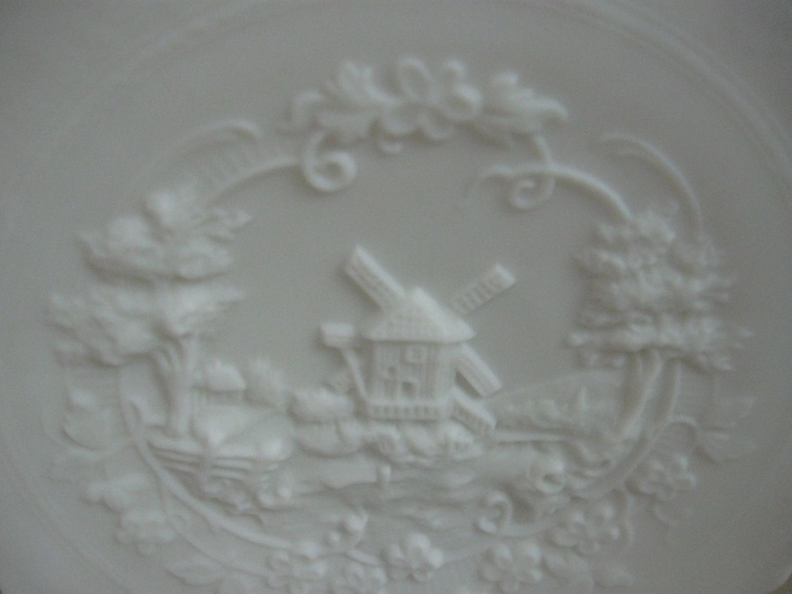 Collector Plate Doeskin All White 3 D Wind Mill Cottage | Etsy