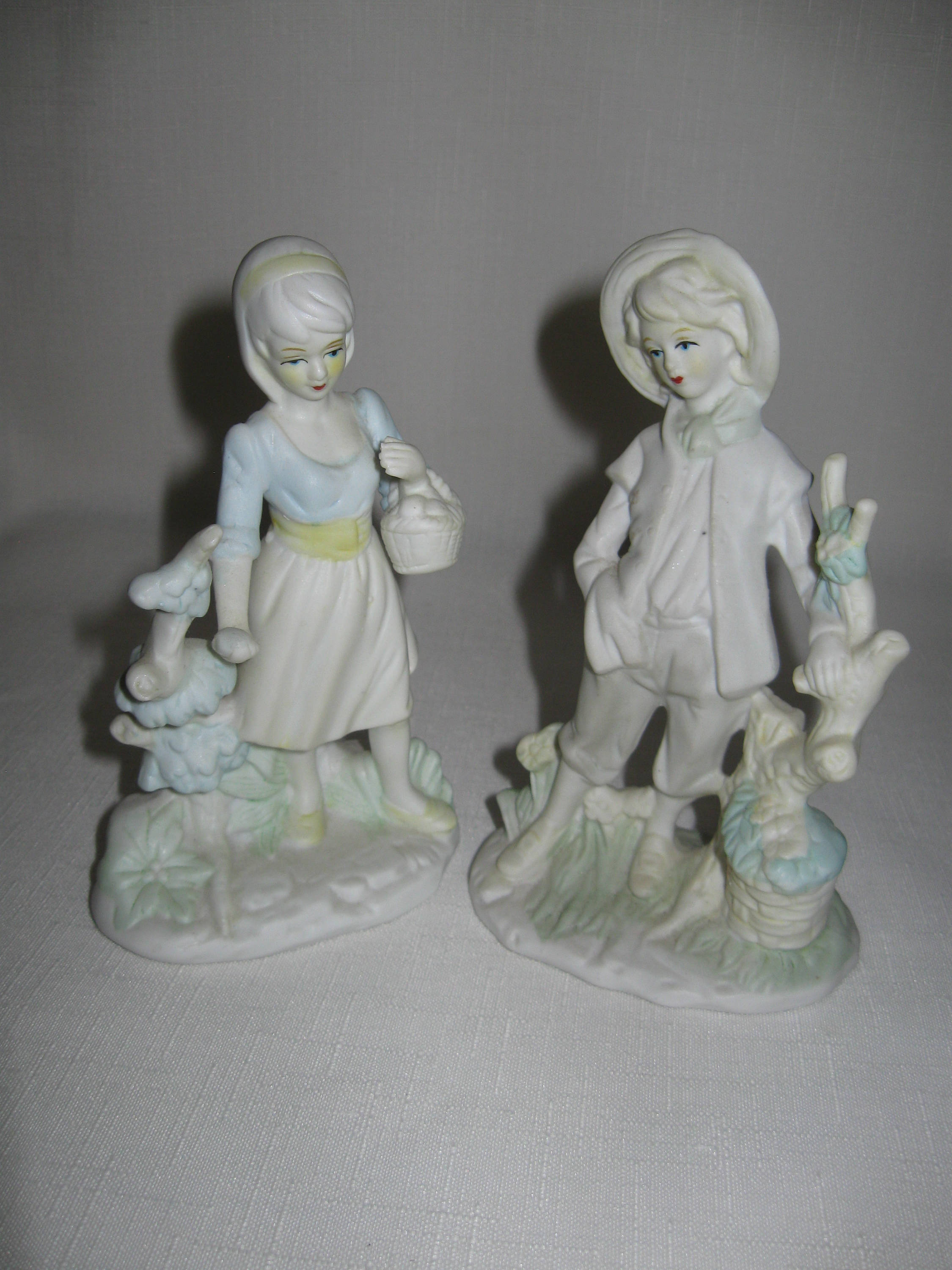 Porcelain Bisque Figurines Statues Pair Boy & Girl Standing | Etsy