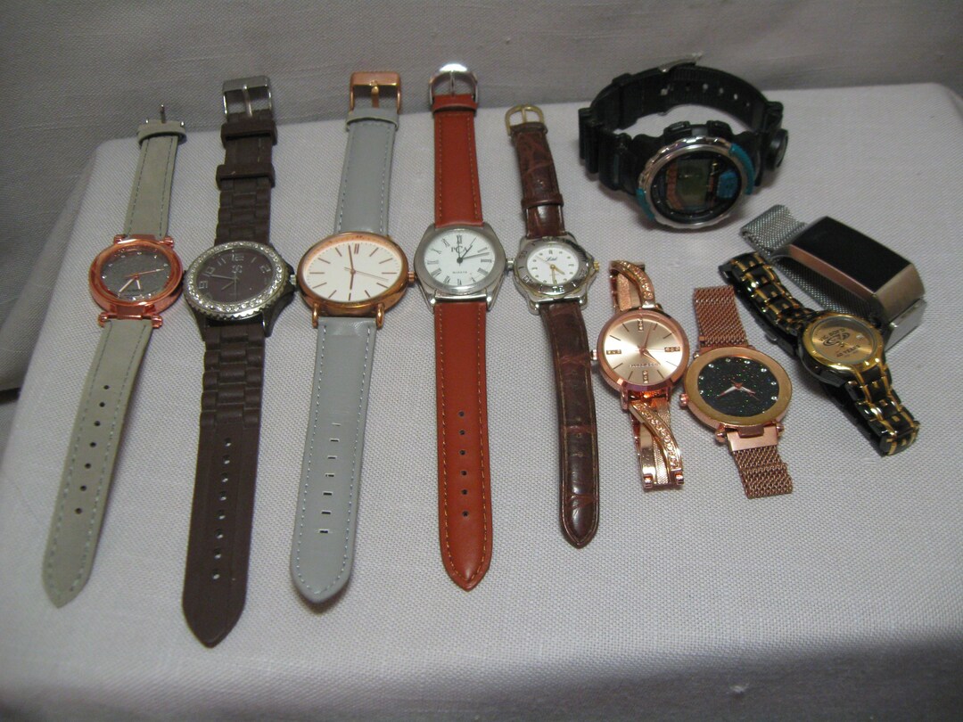 Watches Lot of 10 Rose Tone Silver Tone Rhinestones Black & Gold Tone ...