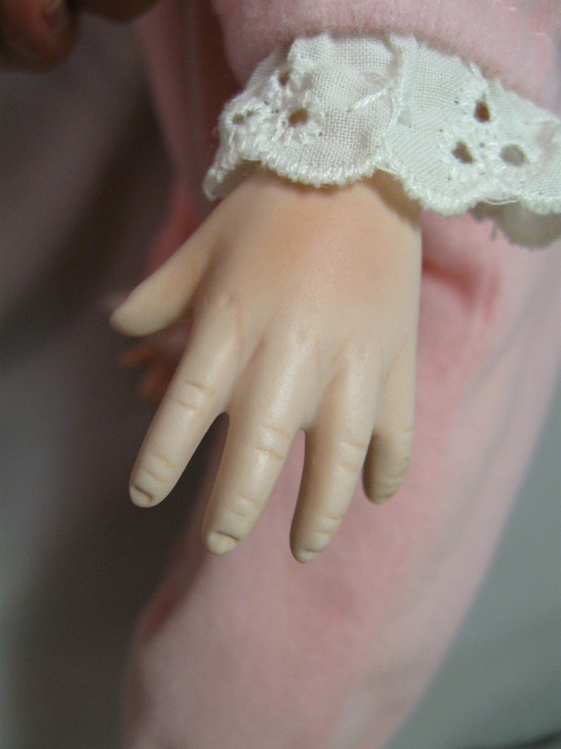Porcelain Doll Baby Pink Sleeper With Matching Bonnet White - Etsy