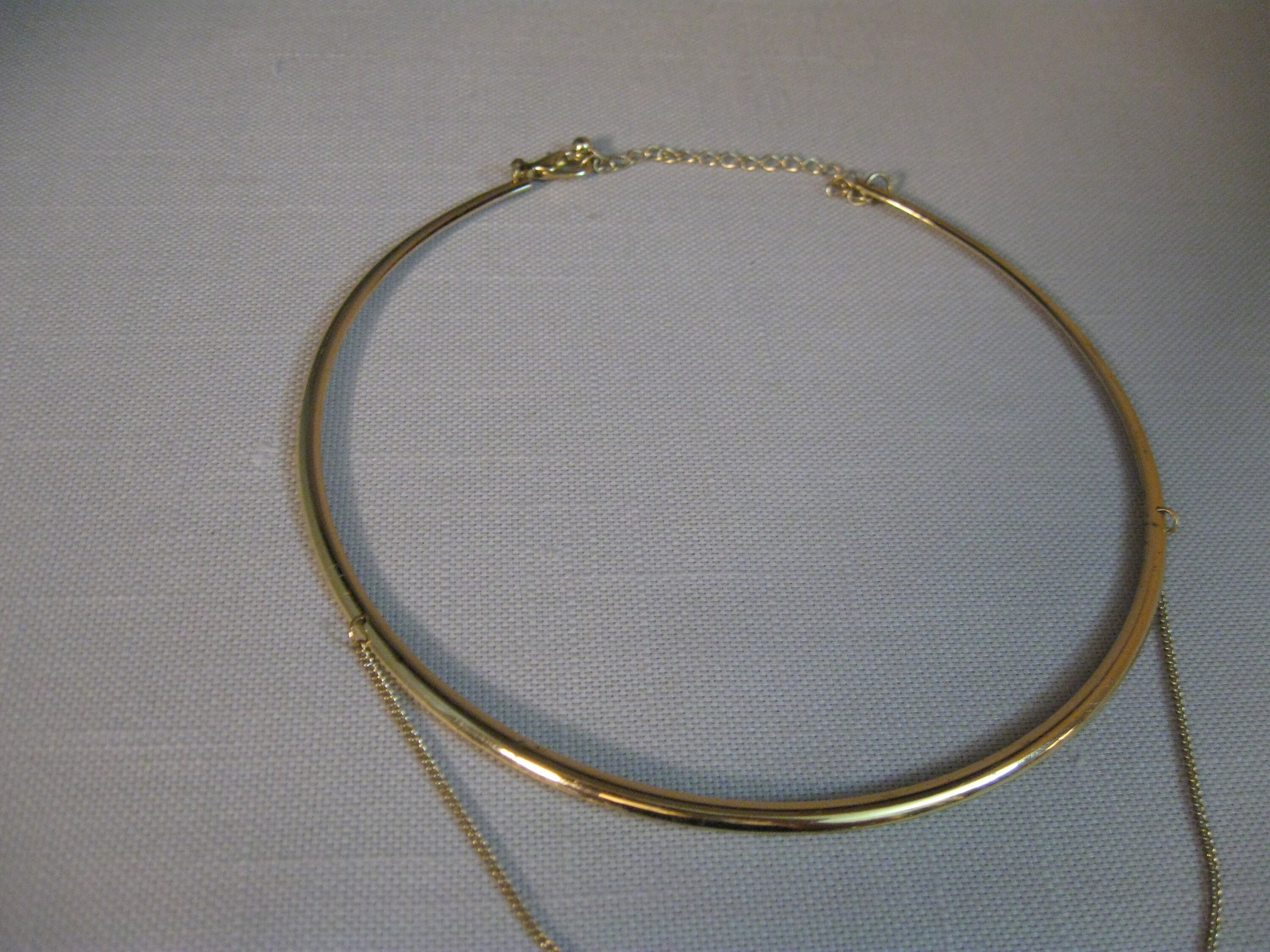 Necklace Choker Cuff Gold Tone Hoop Wire Small Chain Triangle | Etsy