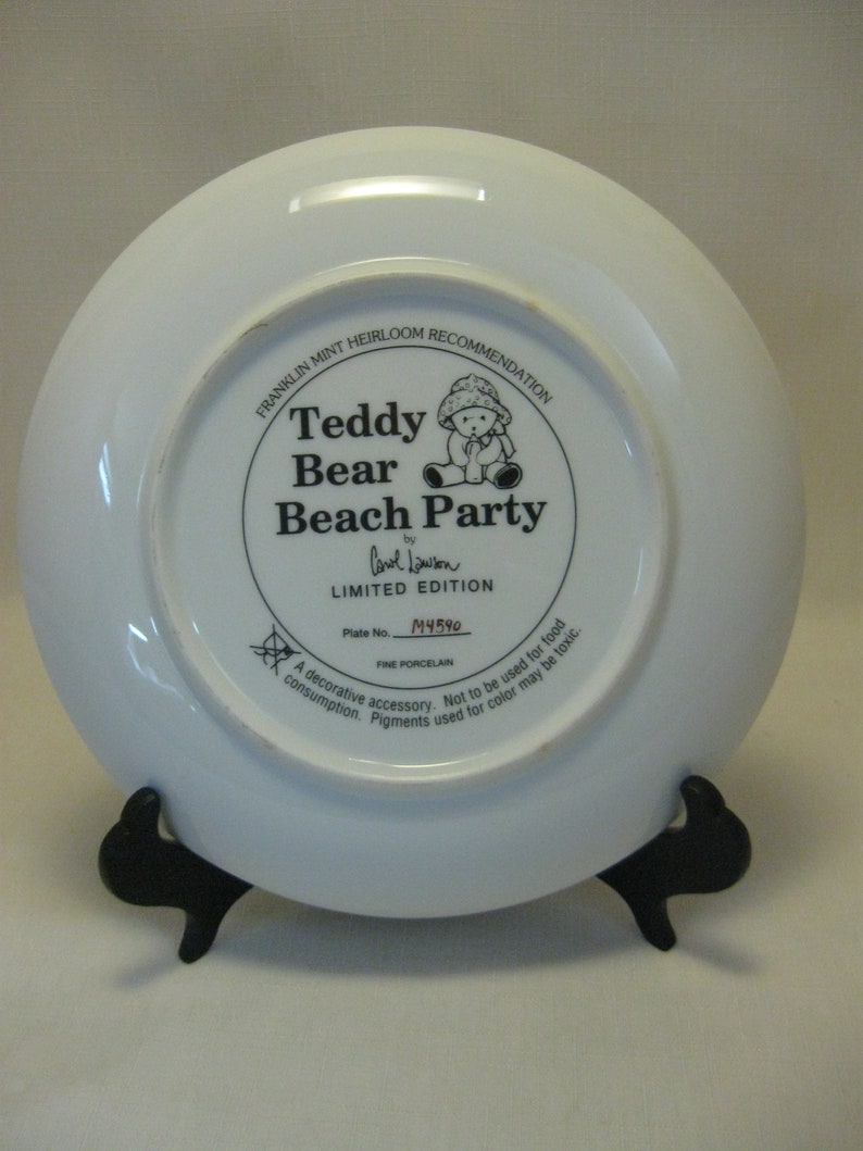 Collector Plate Fine Porcelain Teddy Bear Beach Party Ltd - Etsy