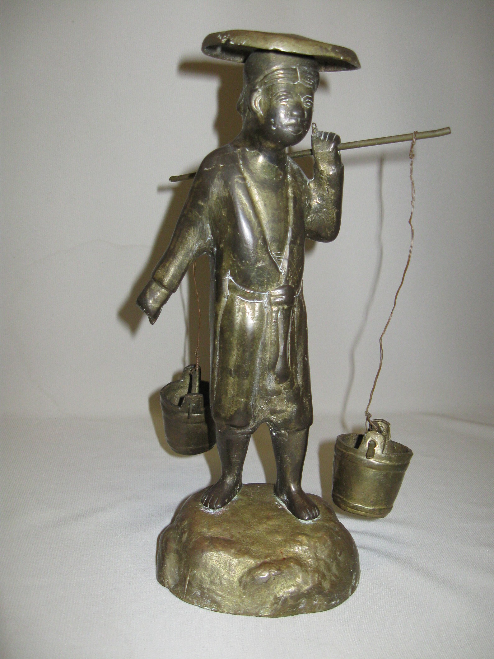 Brass Figurine Statue Qty 2 Men Carrying 2 Water Buckets & 2 - Etsy