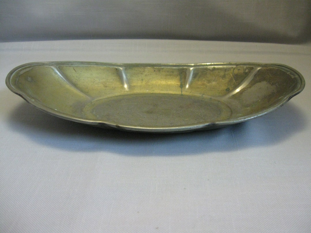Silver on Copper Serving Bowl Bread Fruits Sandwich Vegetable Tray ...