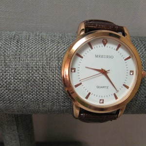 Men's Watch Mreurio Quartz Movement 20 Genuine Leather Band Strap Brown ...