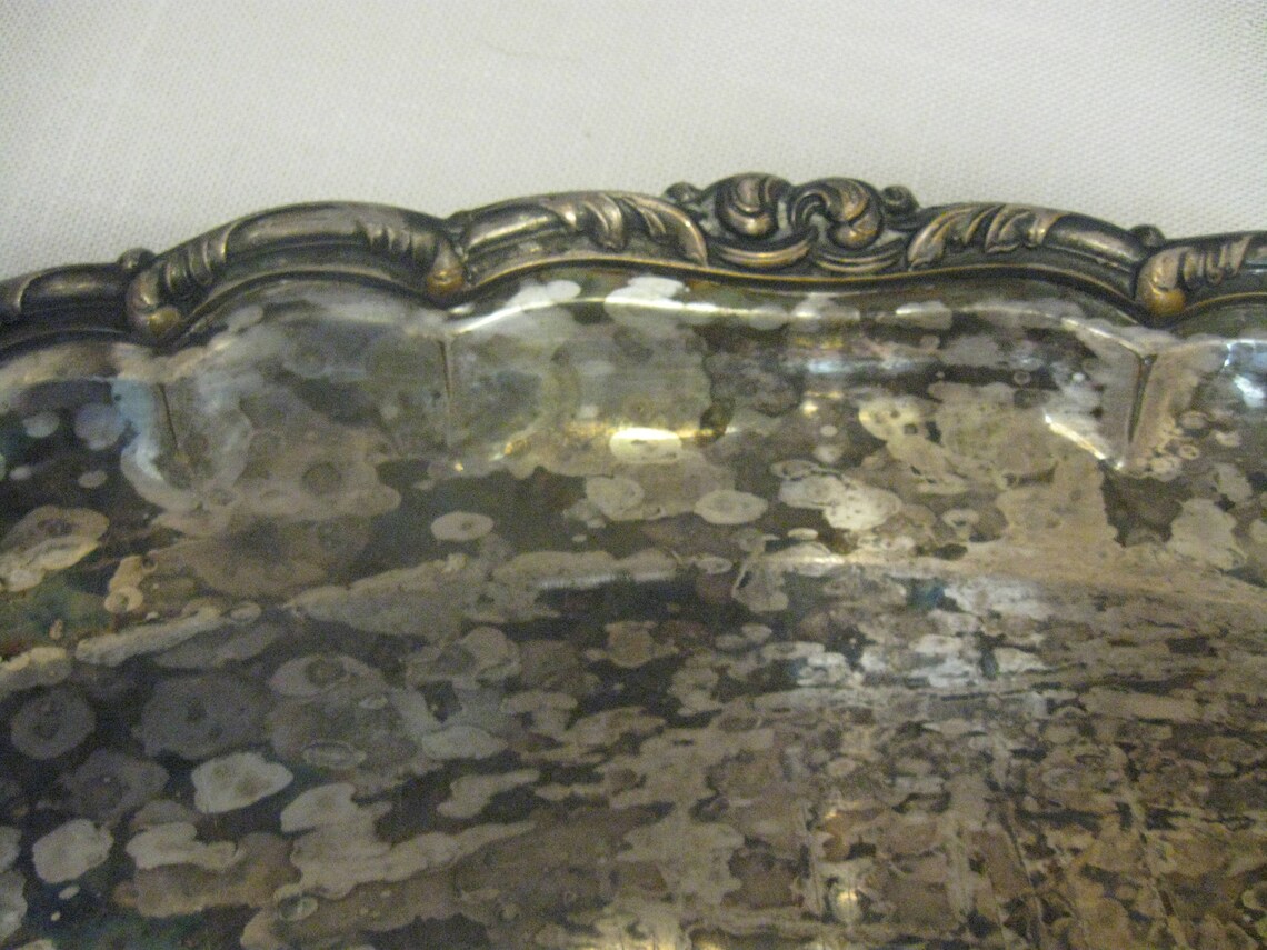 Silver Plate Butler Waitress Serving Tray Stamp Crown CC 21 | Etsy