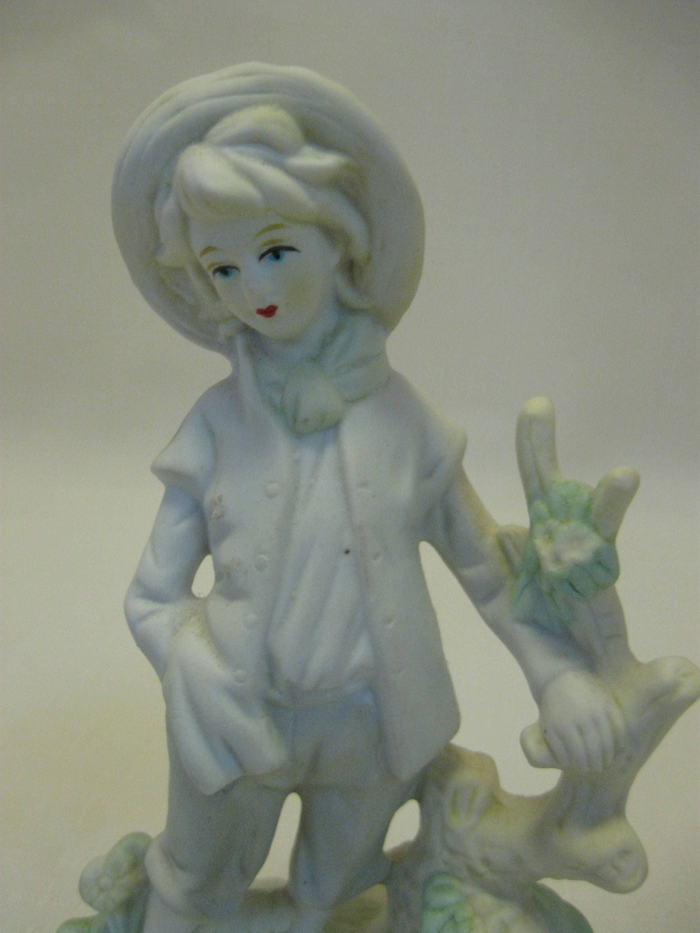 Porcelain Bisque Figurines Statues Pair Boy & Girl Standing | Etsy