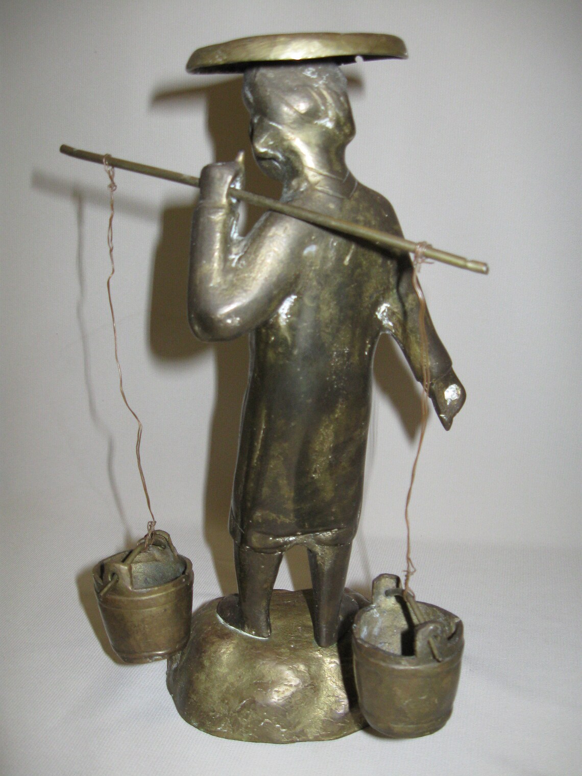 Brass Figurine Statue Qty 2 Men Carrying 2 Water Buckets & 2 - Etsy