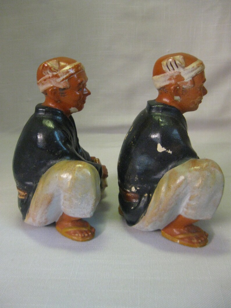 Oriental Asian Figurines Plaster Chalk Qty 2 A Fairyland Import Hand ...