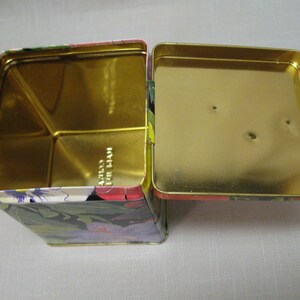 Collector Tin Metal Square Container Black Background Light Pink Yellow ...