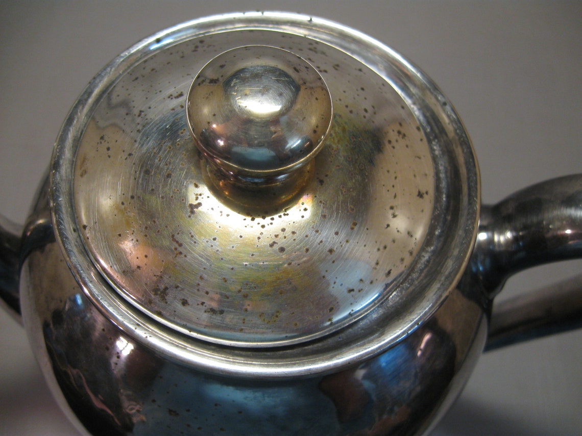 Tea Pot Set Silver Plate Over White Porcelain 2 Tea Pots | Etsy