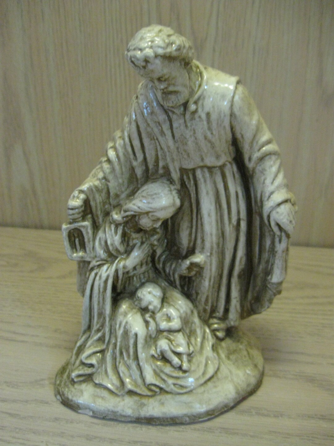 Figurine Ceramic One Piece Nativity Scene Beige Antique Stain Mary ...
