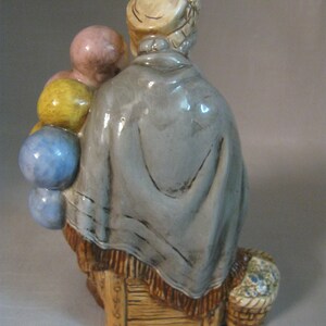 Lady Figurine Ceramic the Old Balloon Seller Pink Blue Gold Balloons ...