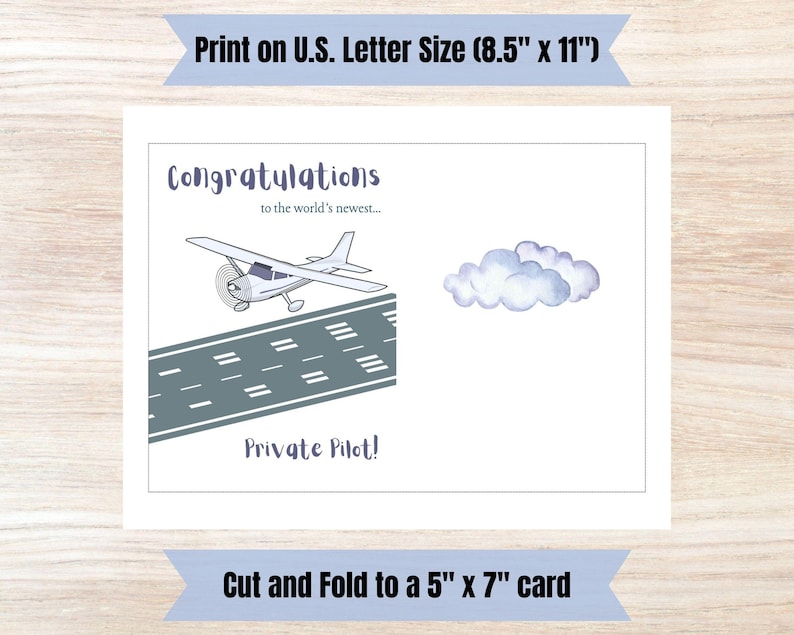Private Pilot Congratulations Printable Digital Card - Etsy