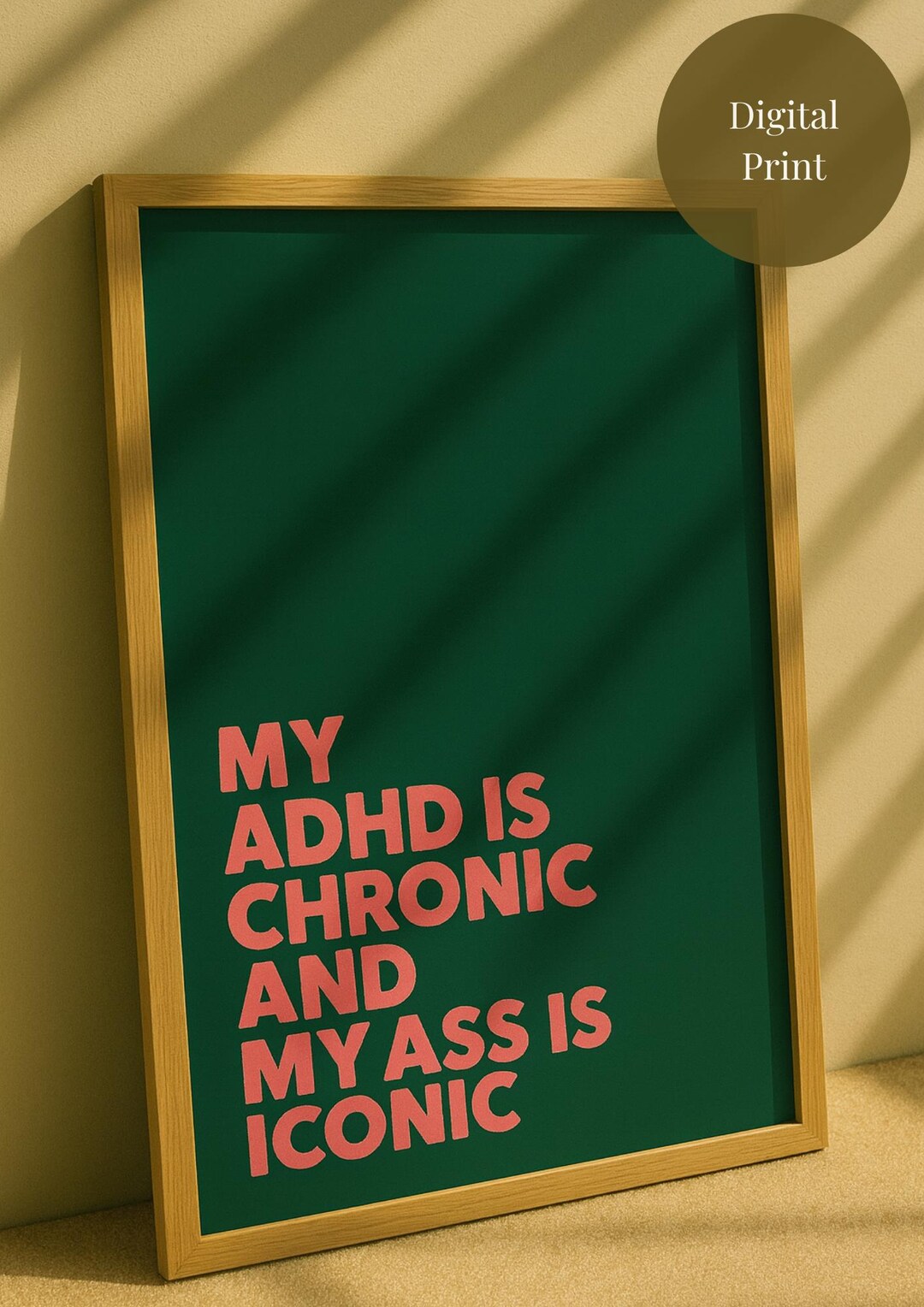 Funny ADHD Quote Print: Iconic Typography, Humorous Wall Art (digital ...