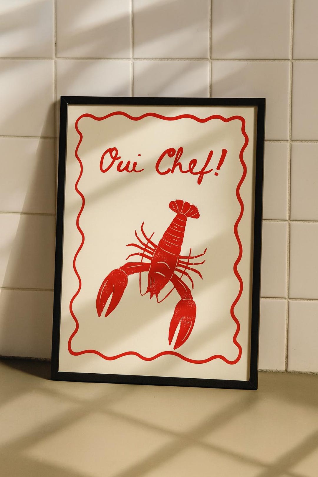 Oui Chef Lobster Print: Retro French Kitchen Art (digital Download - Etsy