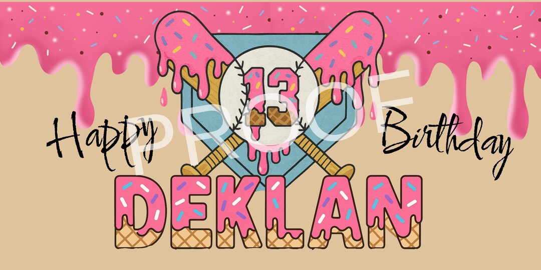 Baseball Birthday Banner: Ice Cream Drip Party Decor (printable ...