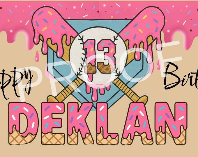 Baseball Birthday Banner: Ice Cream Drip Party Decor (printable ...