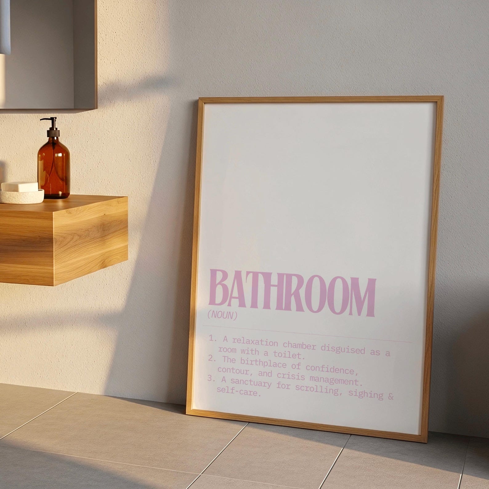 Pink Bathroom Wall Art Set of 3 | Funny Bathroom Prints | Girls ...