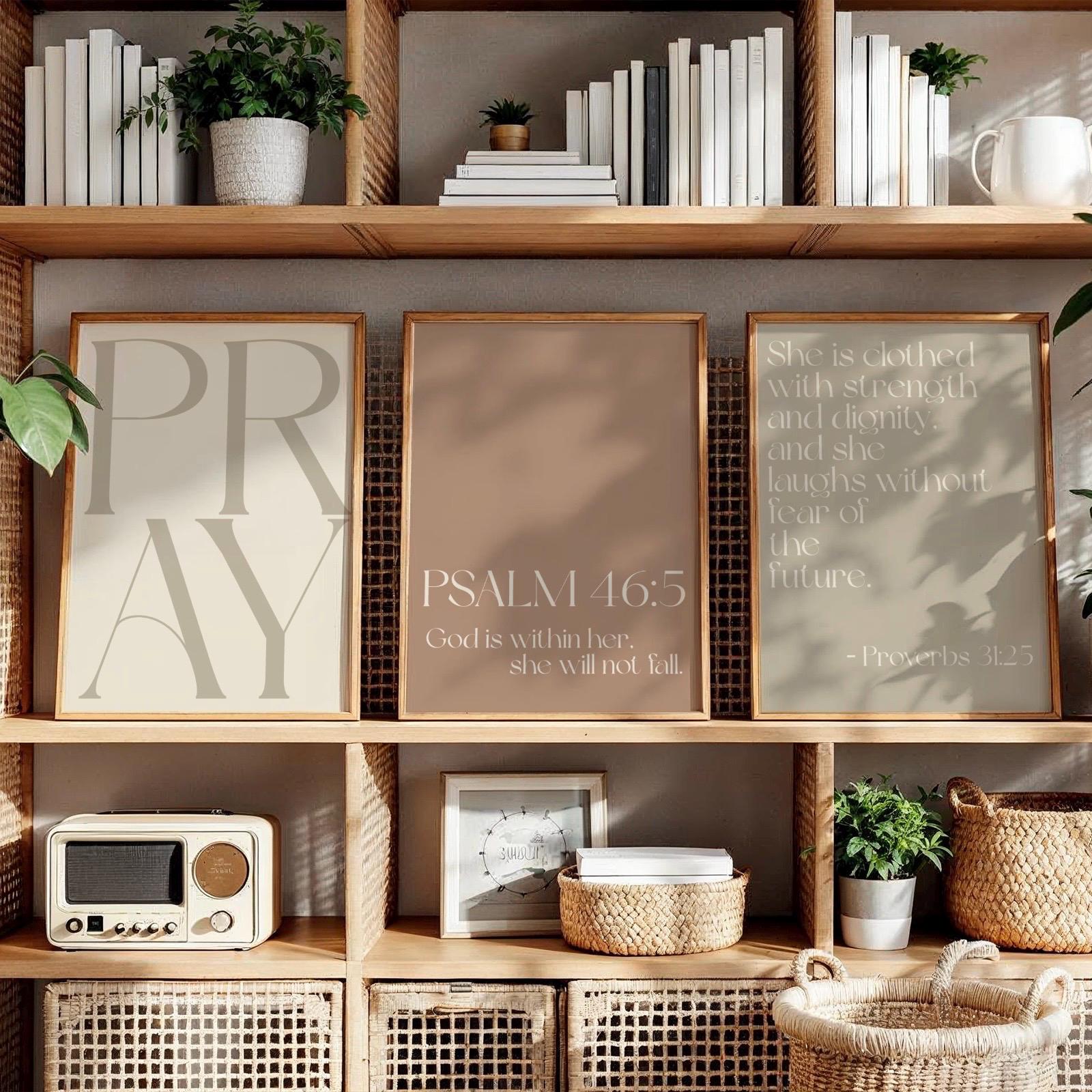 Neutral Christian Wall Art Set of 3 Prints | Bible Verse Printable ...