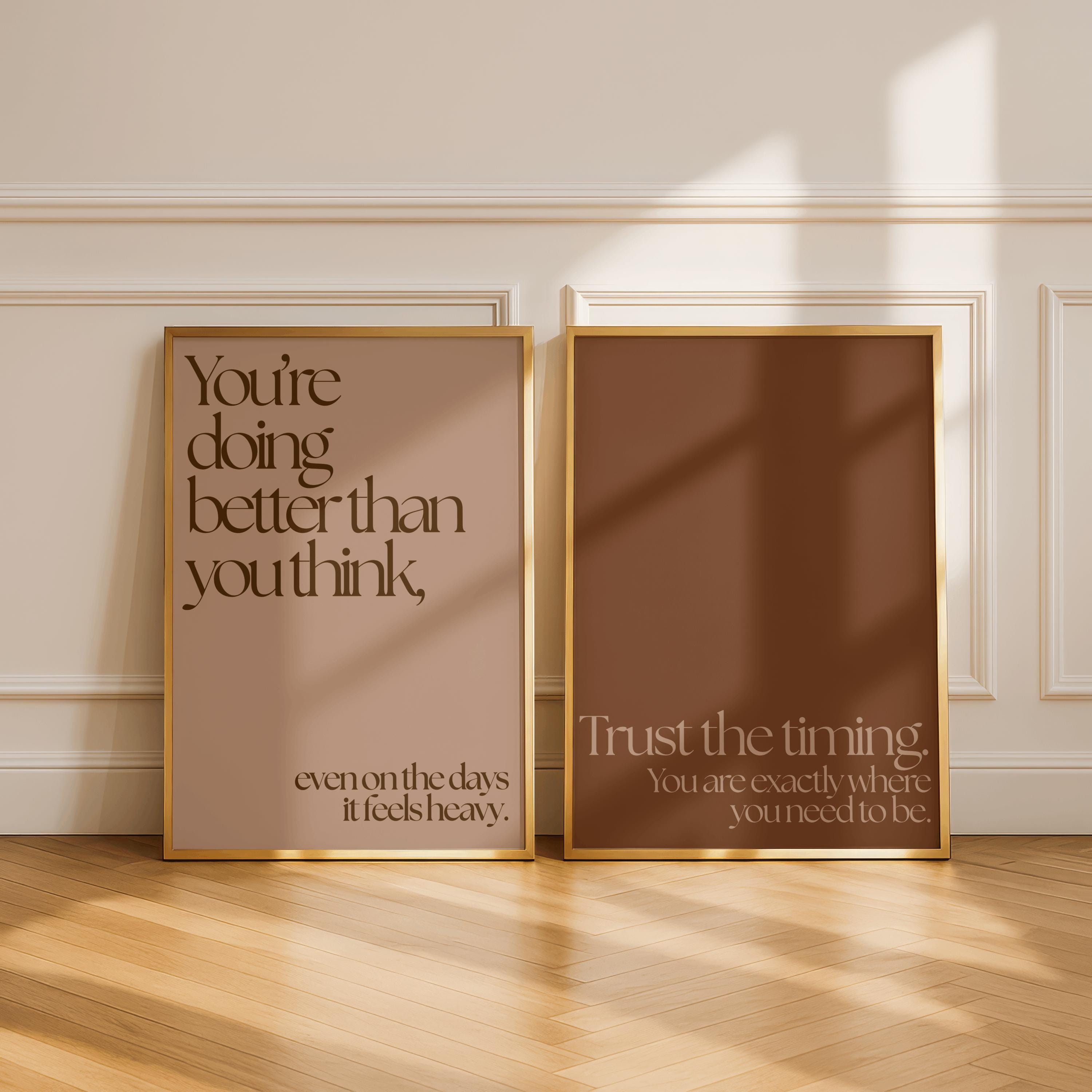 Brown Bedroom Wall Art Set of 3, Rest Quote Prints, Warm Neutral ...