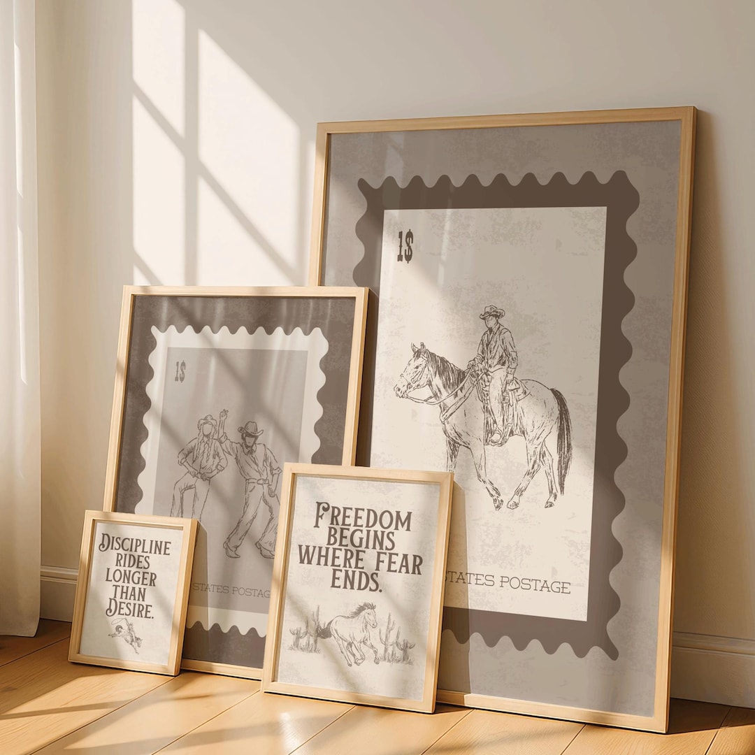 Western Wisdom Wall Art Set – Vintage Cowboy Quote Prints, Neutral ...