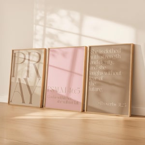 Neutral Pink Christian Wall Art Set of 3 Prints | Bible Verse Printable ...