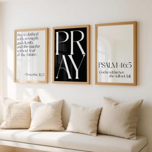 Black White Christian Wall Art Set of 3 | Bible Verse Printable Bundle ...