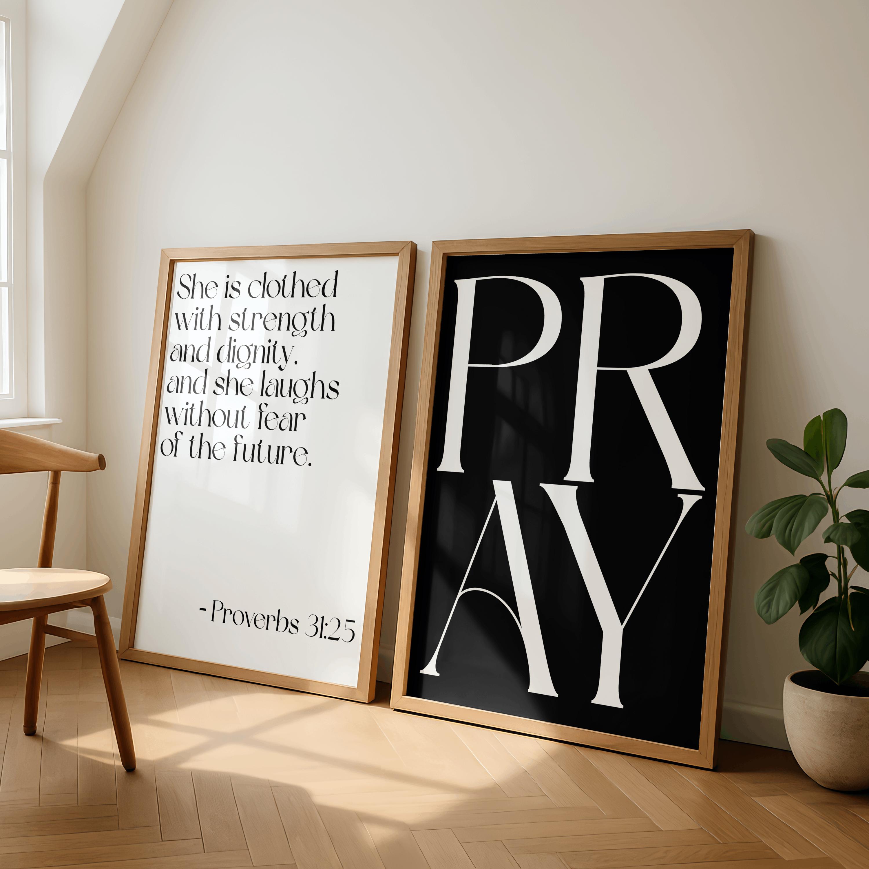 Black White Christian Wall Art Set of 3 | Bible Verse Printable Bundle ...