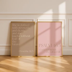 Neutral Pink Christian Wall Art Set of 3 Prints | Bible Verse Printable ...