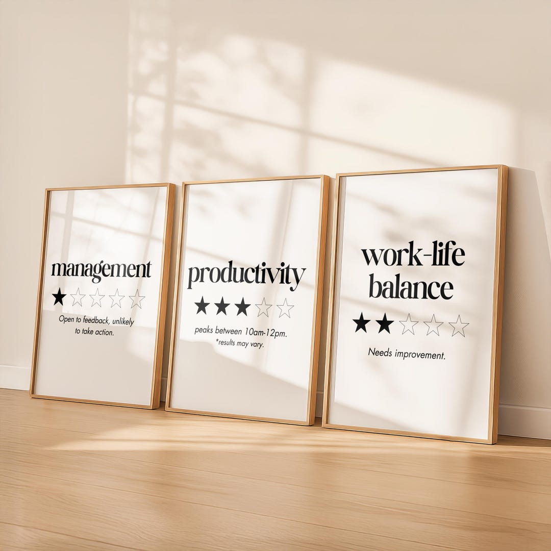 Home Office Wall Art Set of 3, Funny Work Prints, Productivity Quote ...