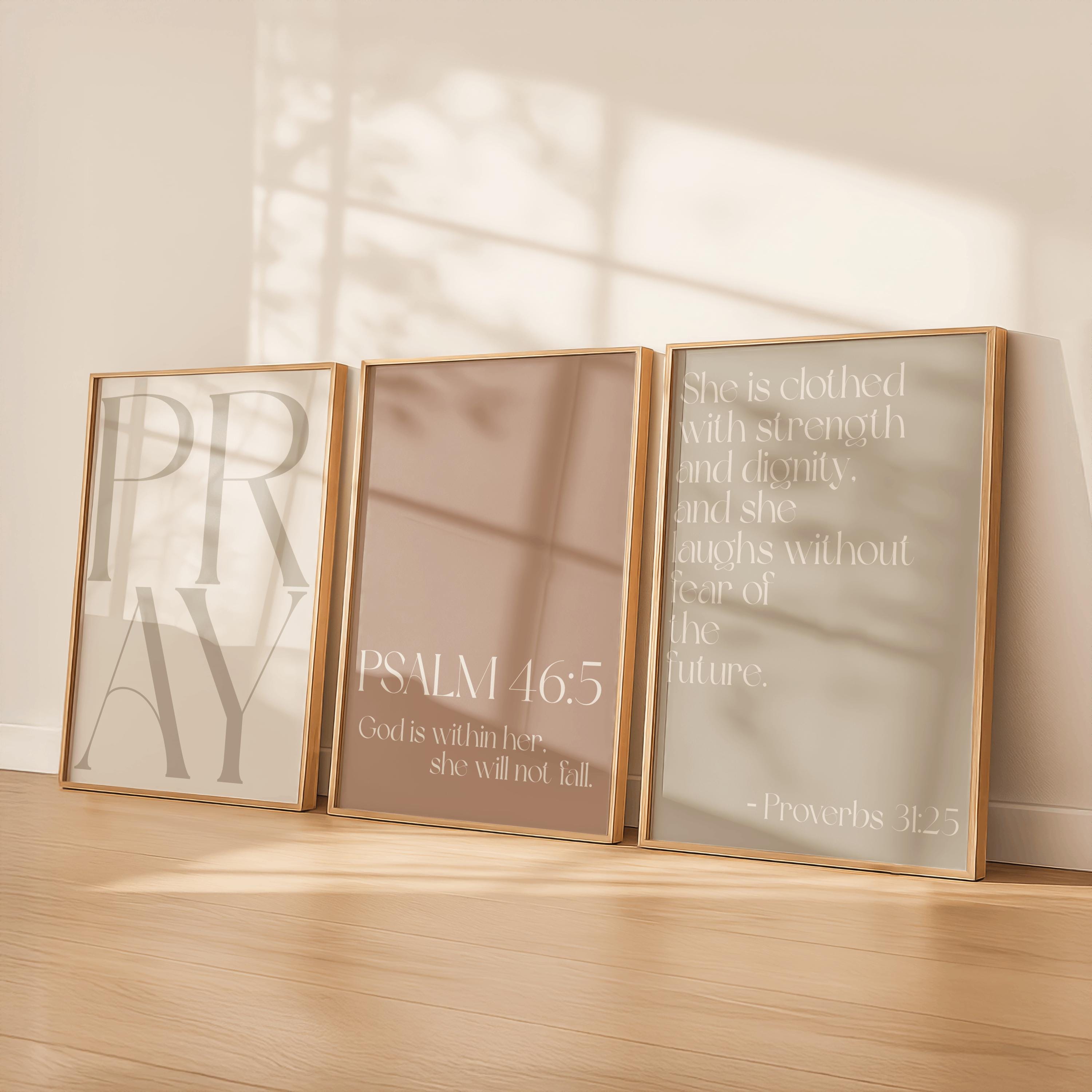Neutral Christian Wall Art Set of 3 Prints | Bible Verse Printable ...