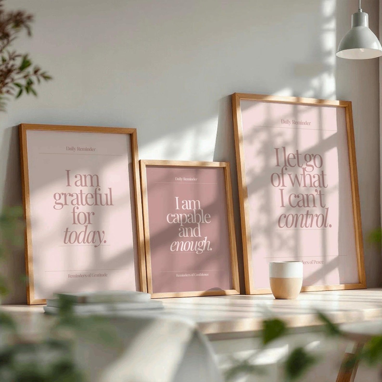 Blush Pink Affirmation Wall Art Set of 3 | Daily Reminder Prints ...