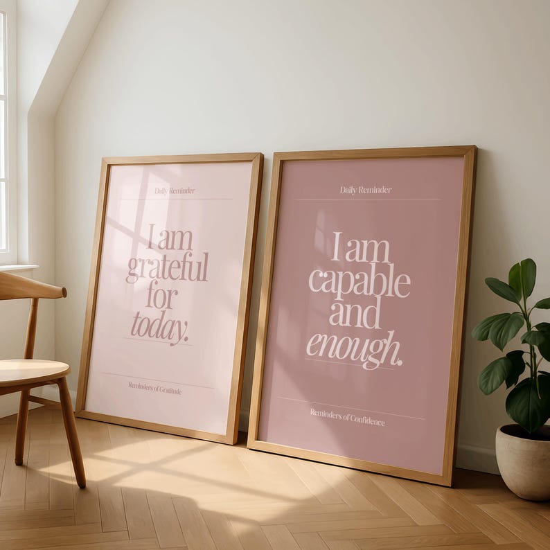 Blush Pink Affirmation Wall Art Set of 3 | Daily Reminder Prints ...