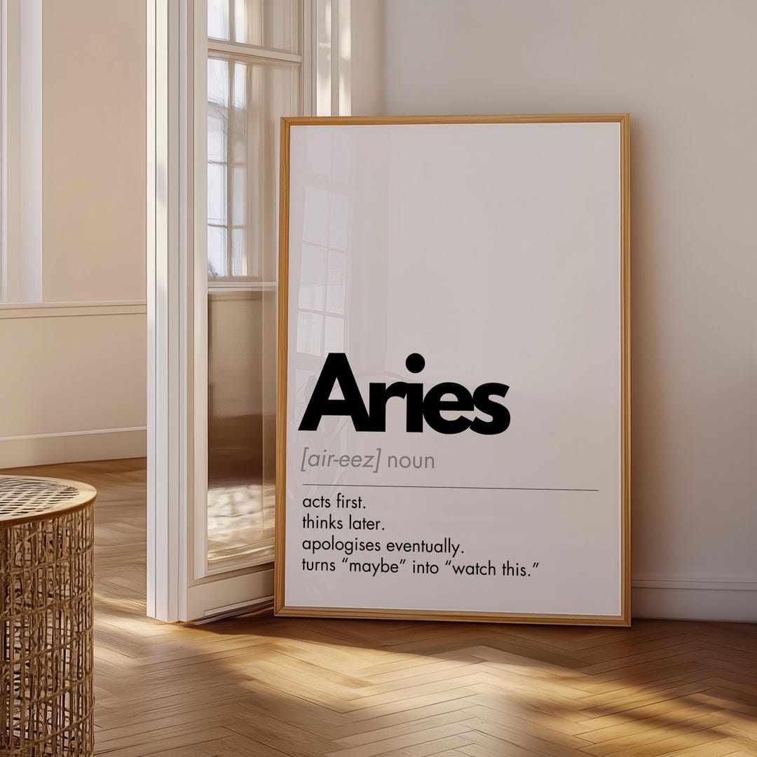 Aries Star Sign Definition Print | Aries Wall Art | Funny Zodiac Poster ...