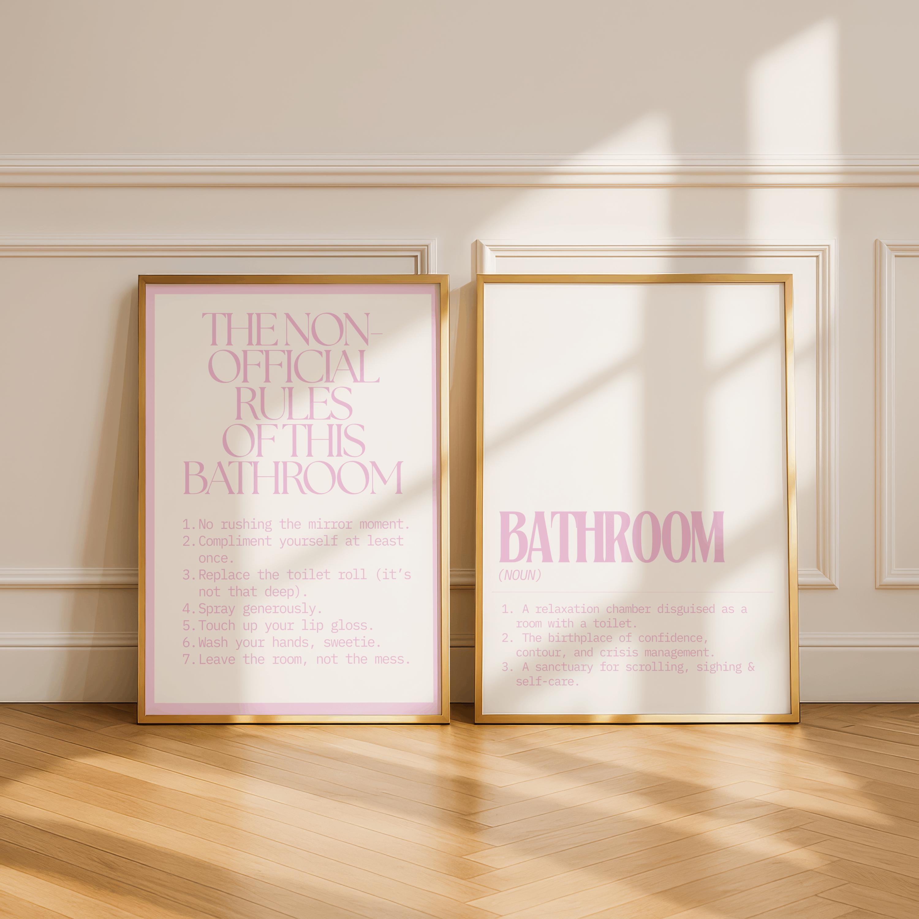 Pink Bathroom Wall Art Set of 3 | Funny Bathroom Prints | Girls ...