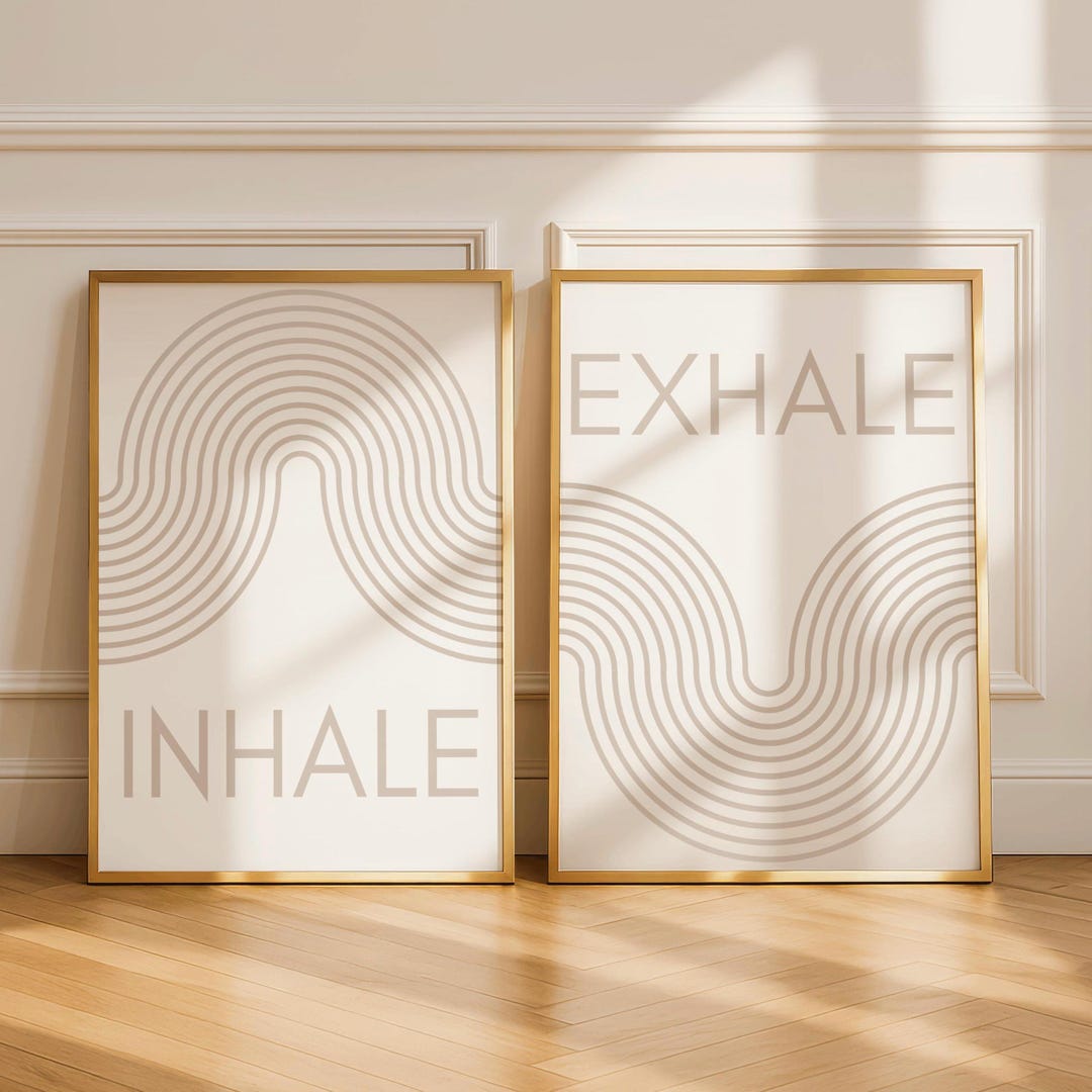 Inhale Exhale Print Set | Minimalist Yoga Wall Art | Mindfulness ...