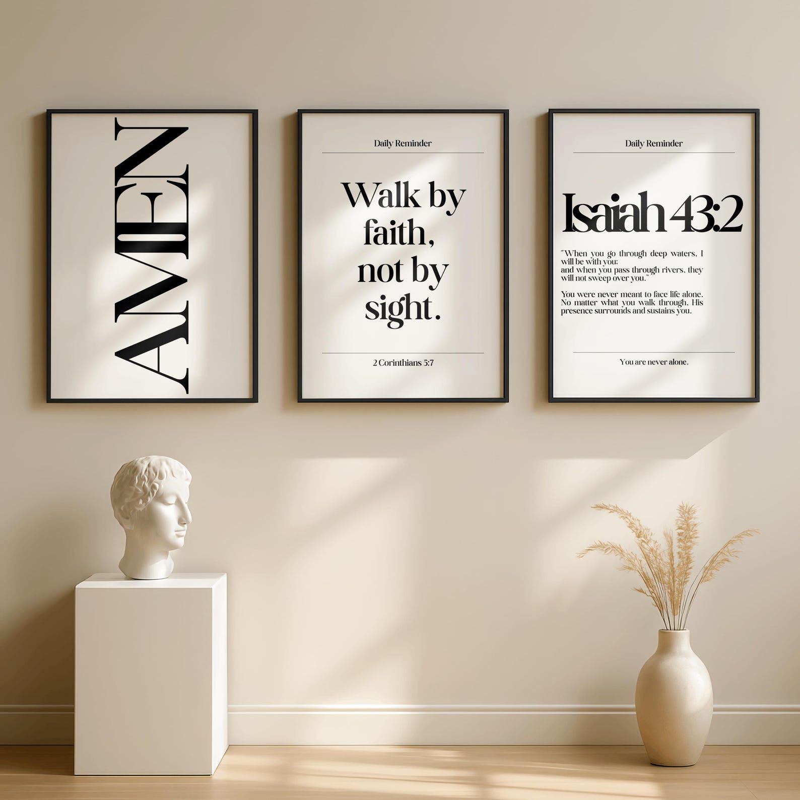 Daily Reminder Scripture Wall Art Set | Christian Bible Verse Prints ...