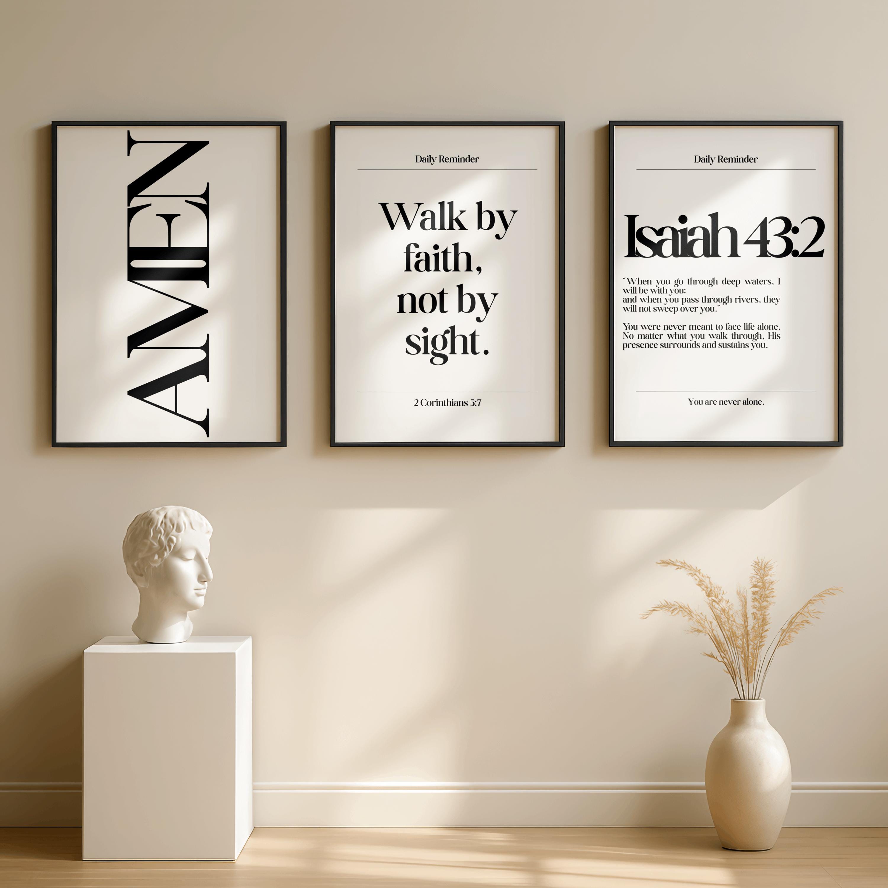 Daily Reminder Scripture Wall Art Set | Christian Bible Verse Prints ...