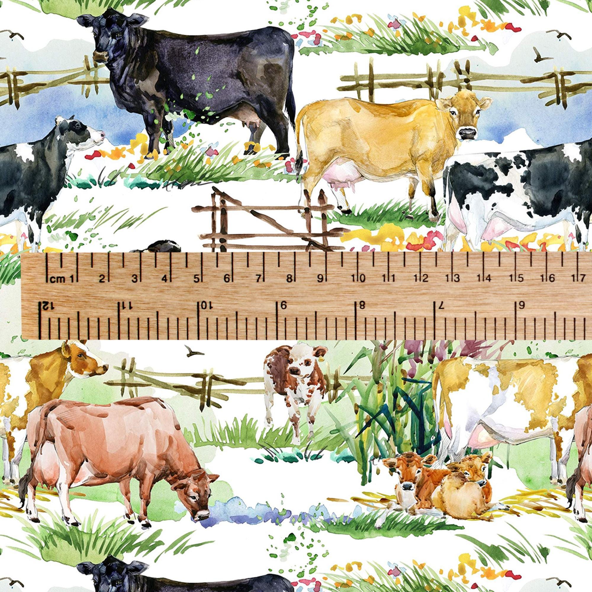 Pastoral Cow Farm Fabric, Sold by 1/2 Yard, 100% Cotton Fabric - Etsy