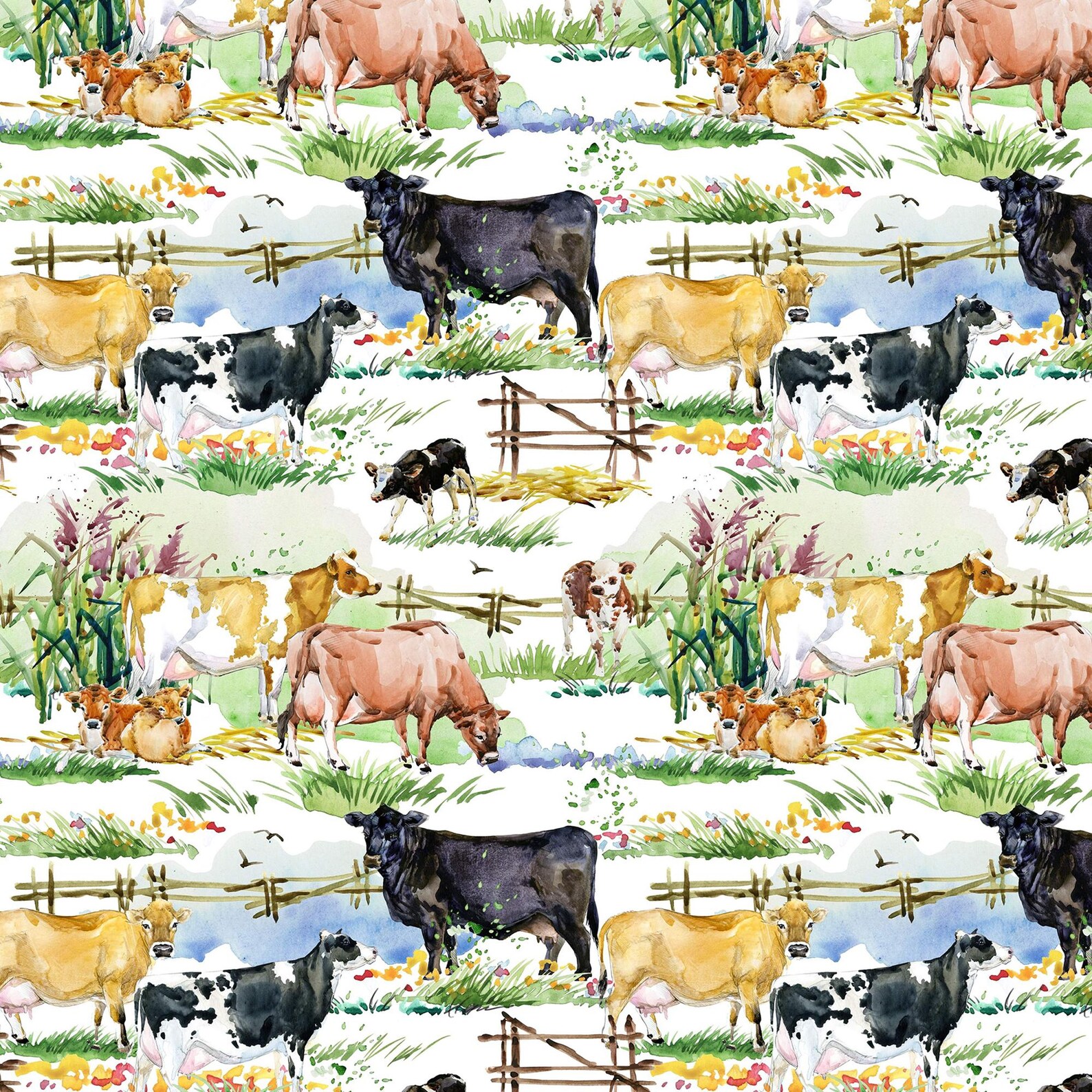 Pastoral Cow Farm Fabric, Sold by 1/2 Yard, 100% Cotton Fabric - Etsy