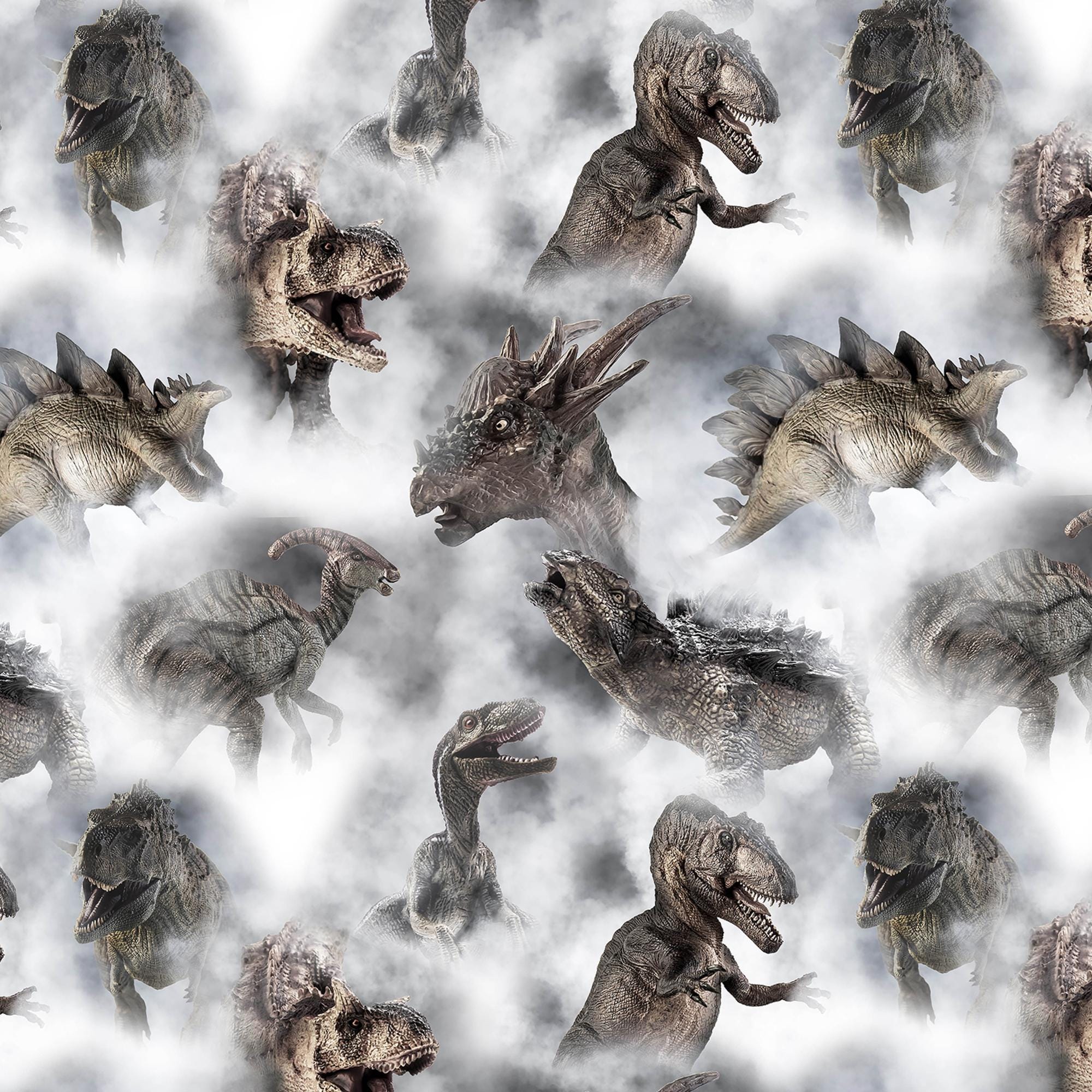 Misty Dinosaurs Fabric, Sold by Half-yard, 100% Cotton, Watercolor Farm ...