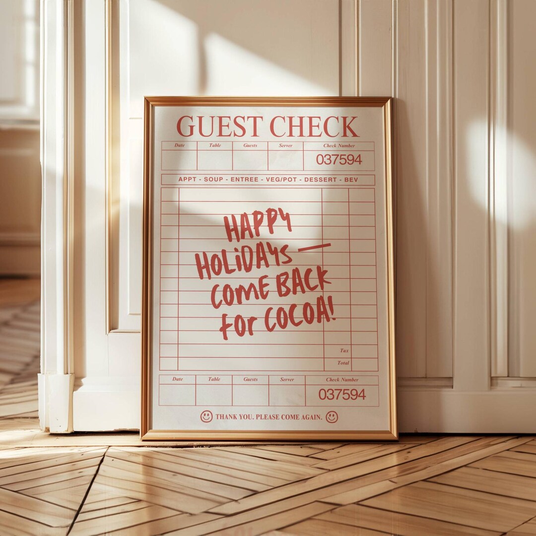 Retro Christmas Diner Print – "come Back for Cocoa" Typography (digital ...