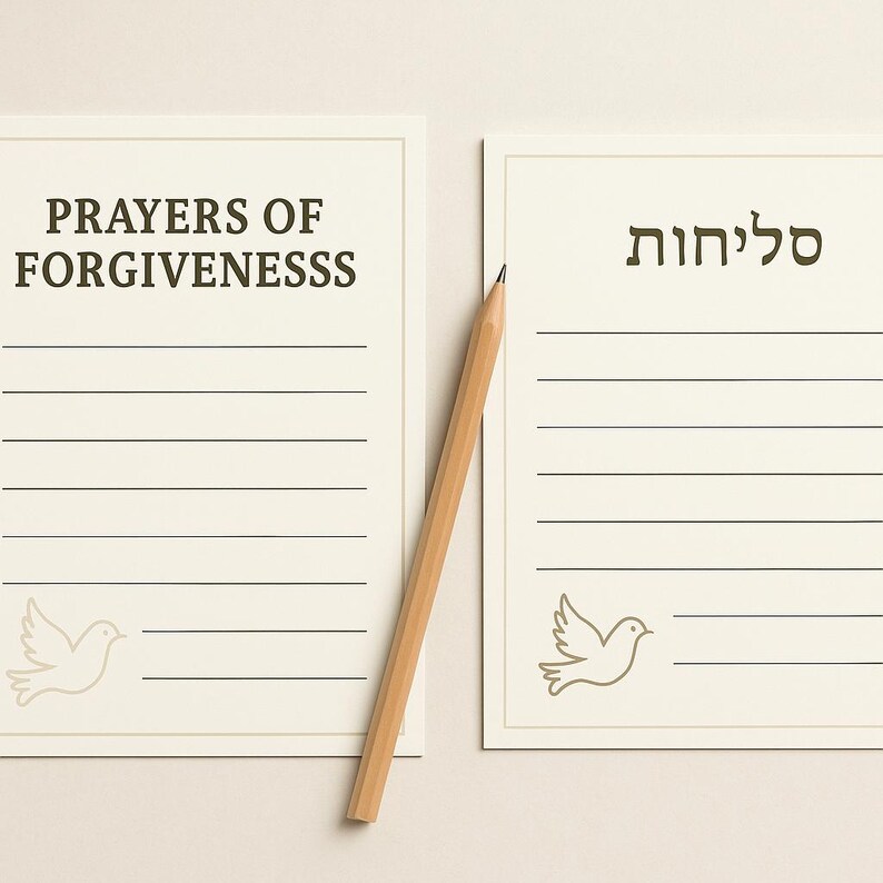 Yom Kippur Table Cards Printable Jewish Holiday Place Cards Hebrew ...