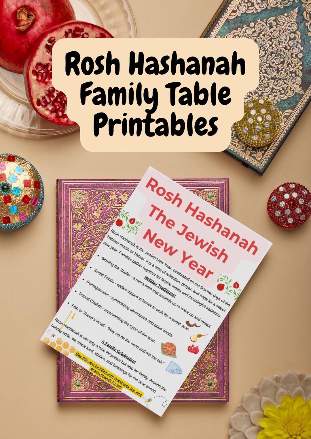 Rosh Hashanah Cards Activity Sheets: Jewish New Year Explainer (PDF) - Etsy